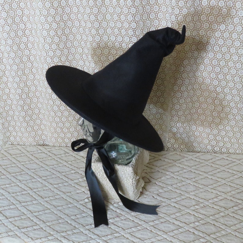 Practical Witch Hat Black Wool Felt Hat With Satin Ribbon - Etsy