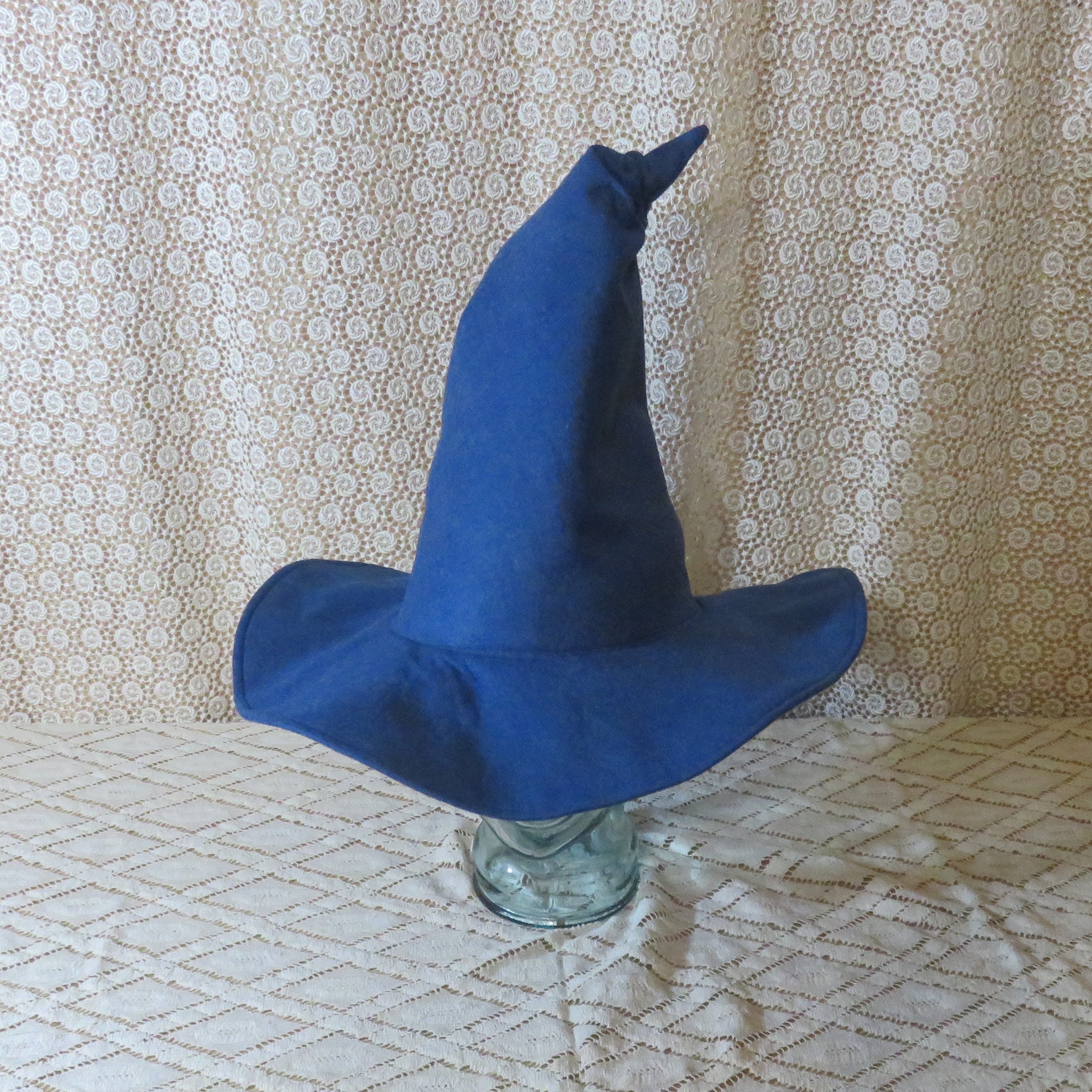 Blue Starry Wizard/Witch Hat Denim Blue Wool Felt Hat with | Etsy