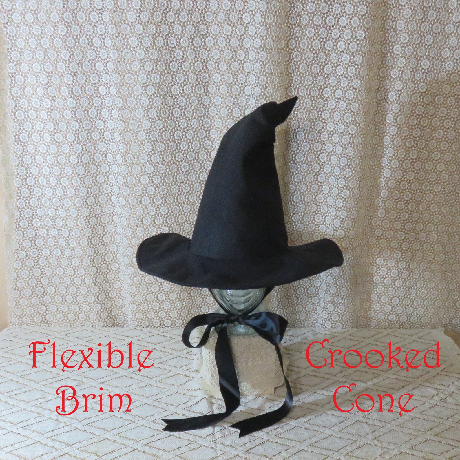 Practical Witch Hat Black Wool Felt Hat With Satin Ribbon - Etsy