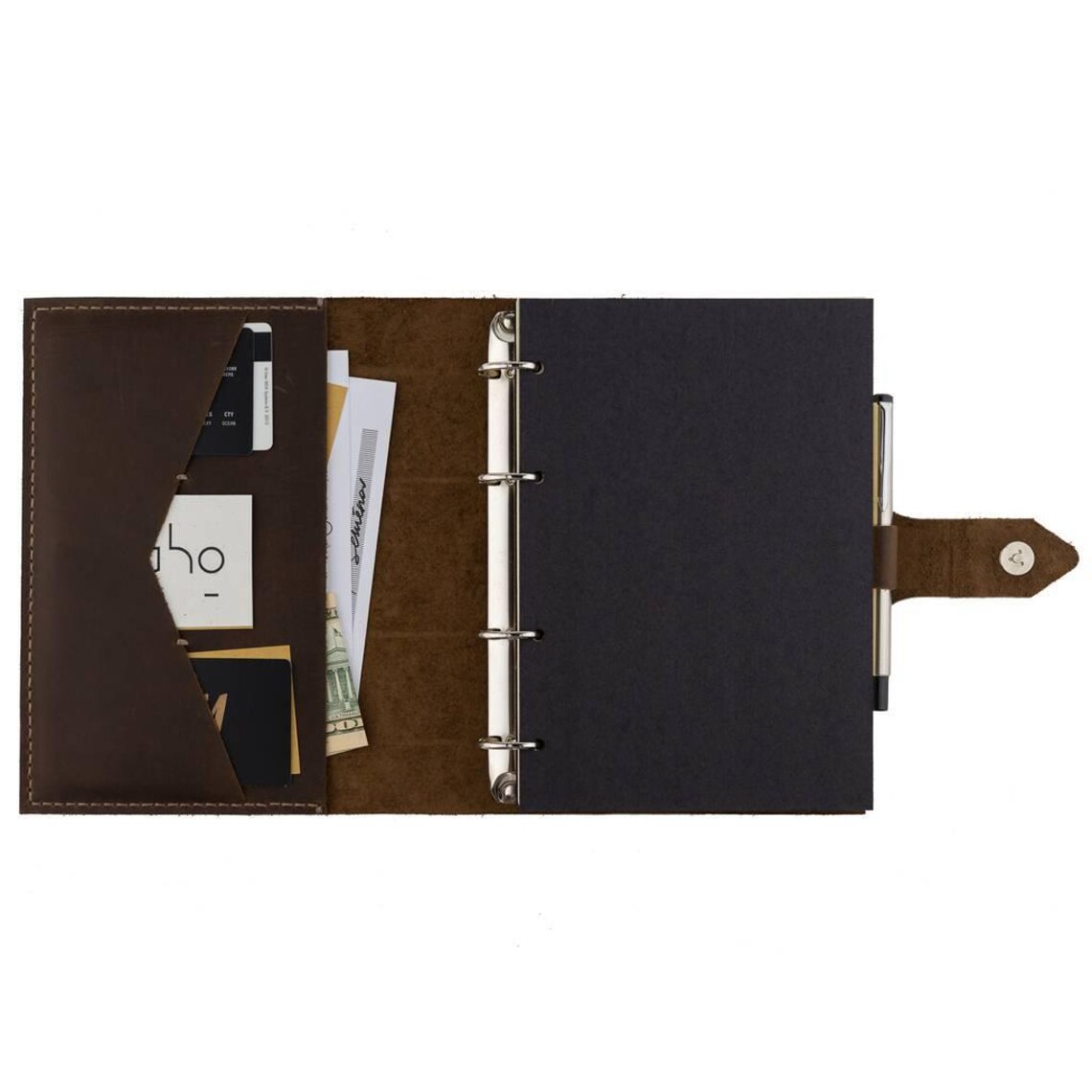 Leather 6 Ring Binder Planner, Monogrammed Leather Binder, Refillable 3 ...