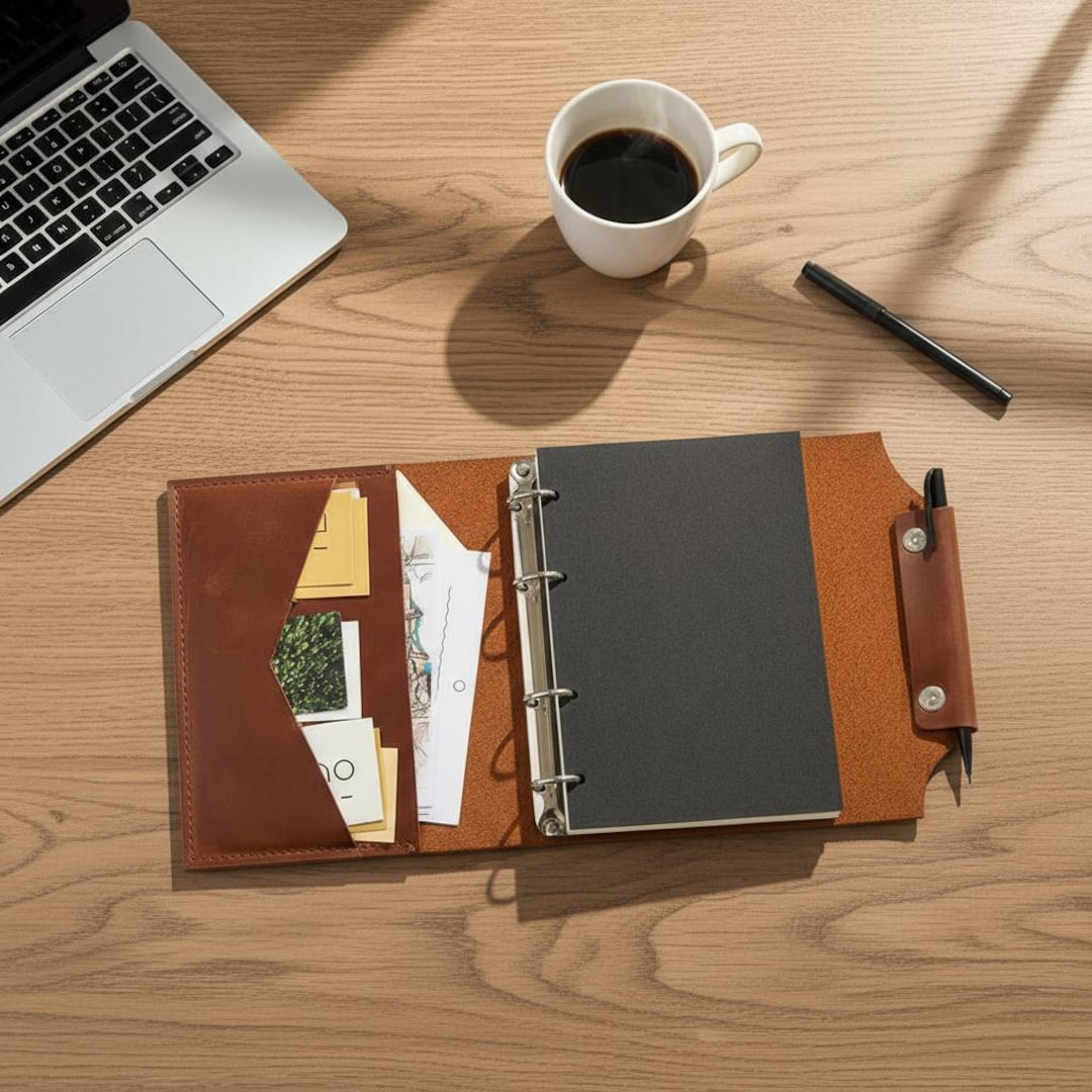 Engraved Leather Ring Binder, Leather Notebook With Rings, 6 Ring ...