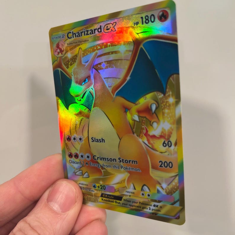 Charizard Ex Crown Rare Gold Holographic Pokémon TCG Pocket Self Made ...