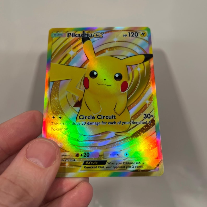 Pikachu Ex Crown Rare Gold Holographic Pokémon TCG Pocket Self Made ...