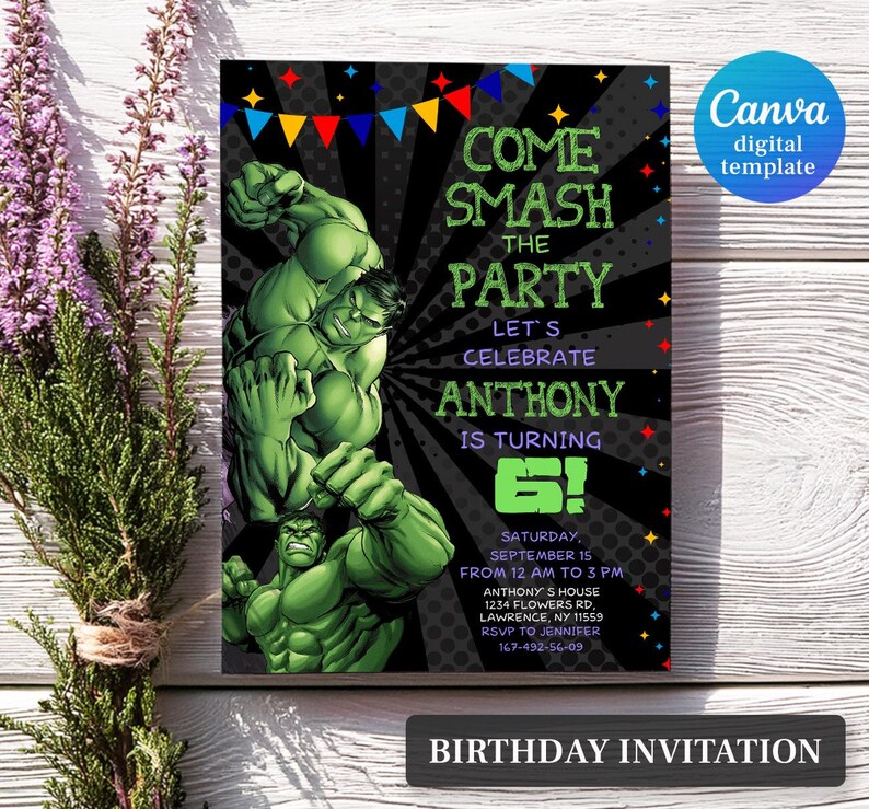 Printable Boy Birthday Invitation, Superhero Birthday Invite ...