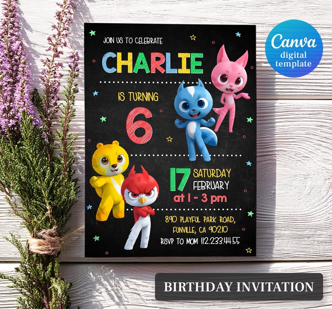 Editable Invitation, Printable Girl Birthday Invite, Mini Force Super ...