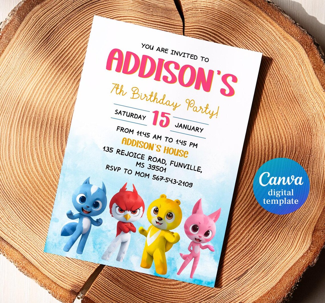 Editable Invitation, Printable Girl Birthday Invite, Mini Force Super ...