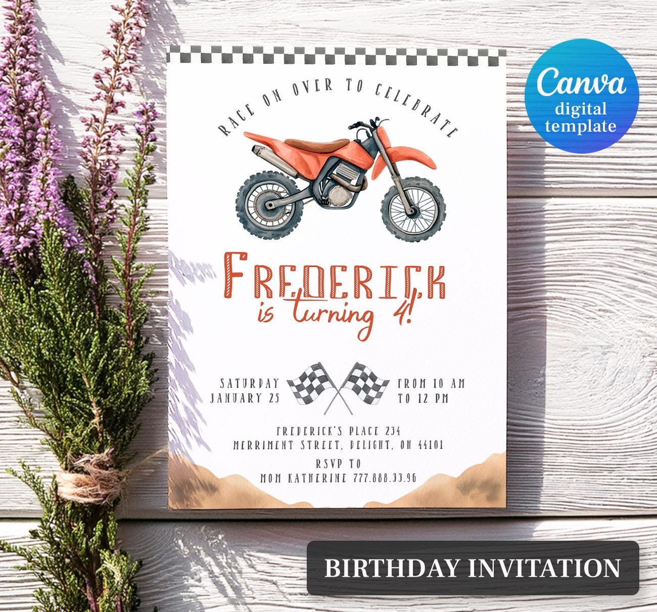 Motocross Birthday Invitation, Bike Birthday Invitation, Extreme ...