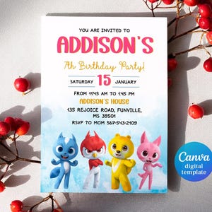 Editable Invitation, Printable Girl Birthday Invite, Mini Force Super ...