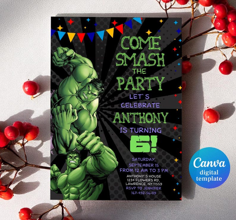 Printable Boy Birthday Invitation, Superhero Birthday Invite ...