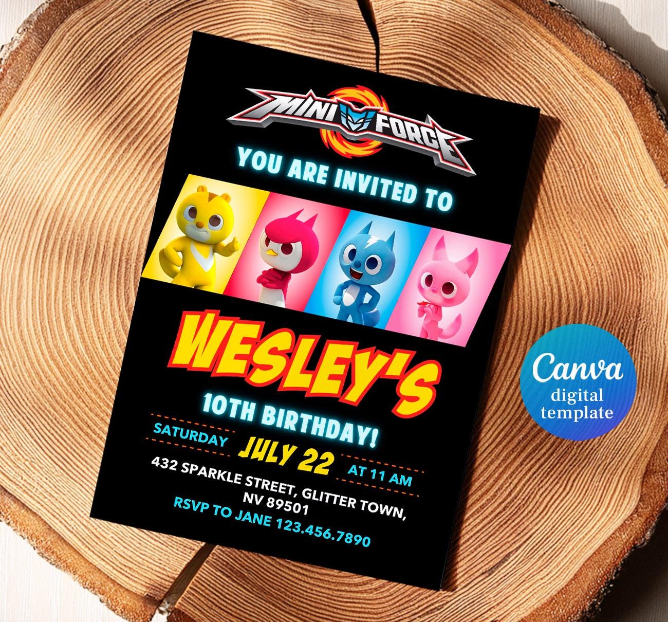 Editable Invitation, Printable Girl Birthday Invite, Mini Force Super ...