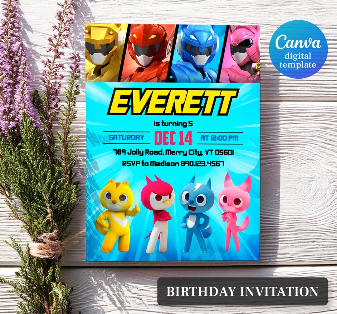Editable Invitation, Printable Girl Birthday Invite, Mini Force Super ...