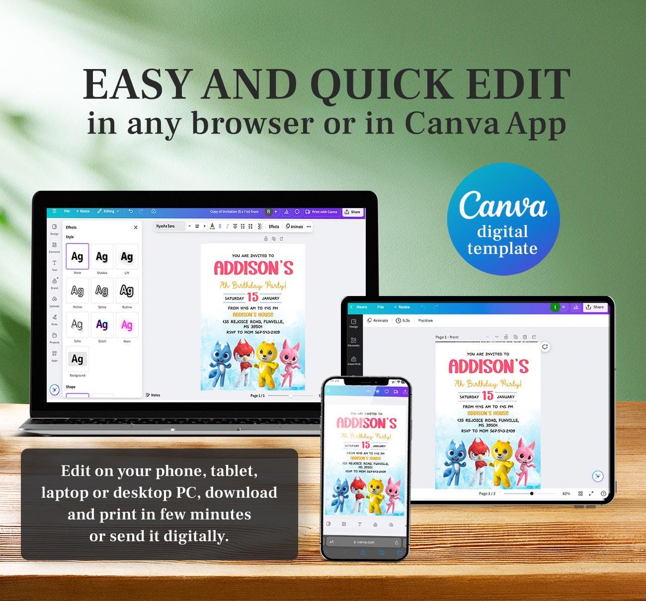 Editable Invitation, Printable Girl Birthday Invite, Mini Force Super ...