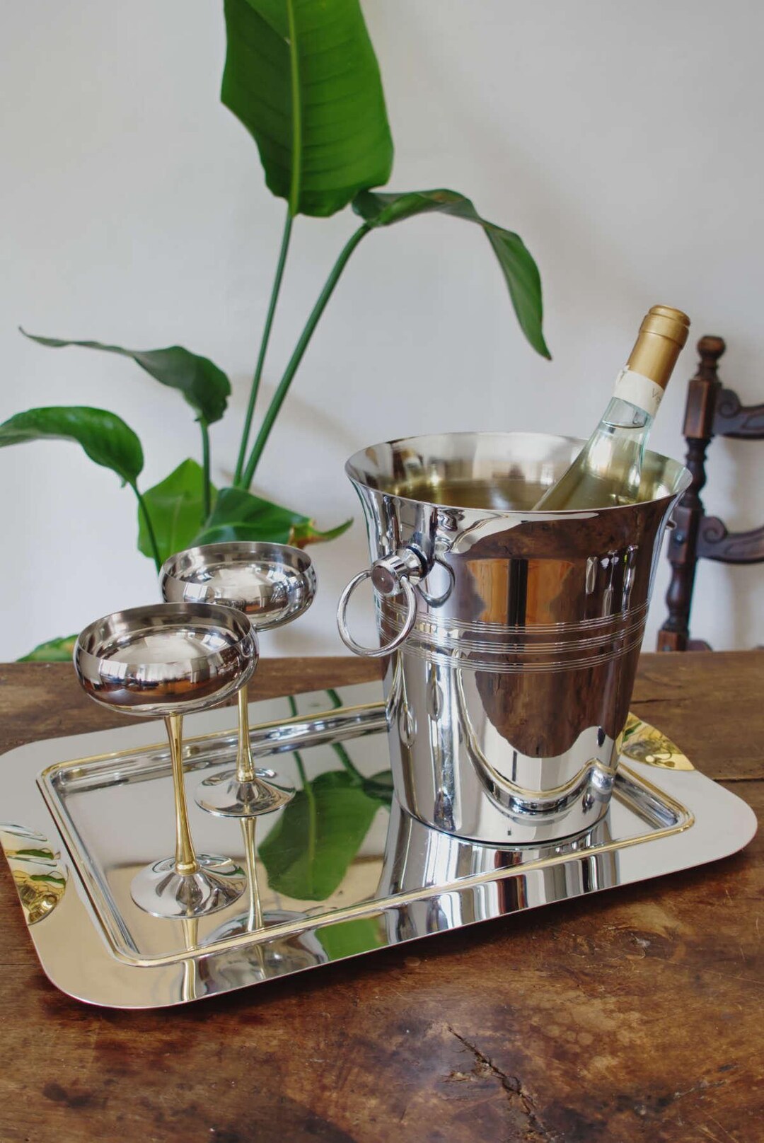 Vintage French Inox Ice Bucket: Stainless Steel Barware, Midcentury ...