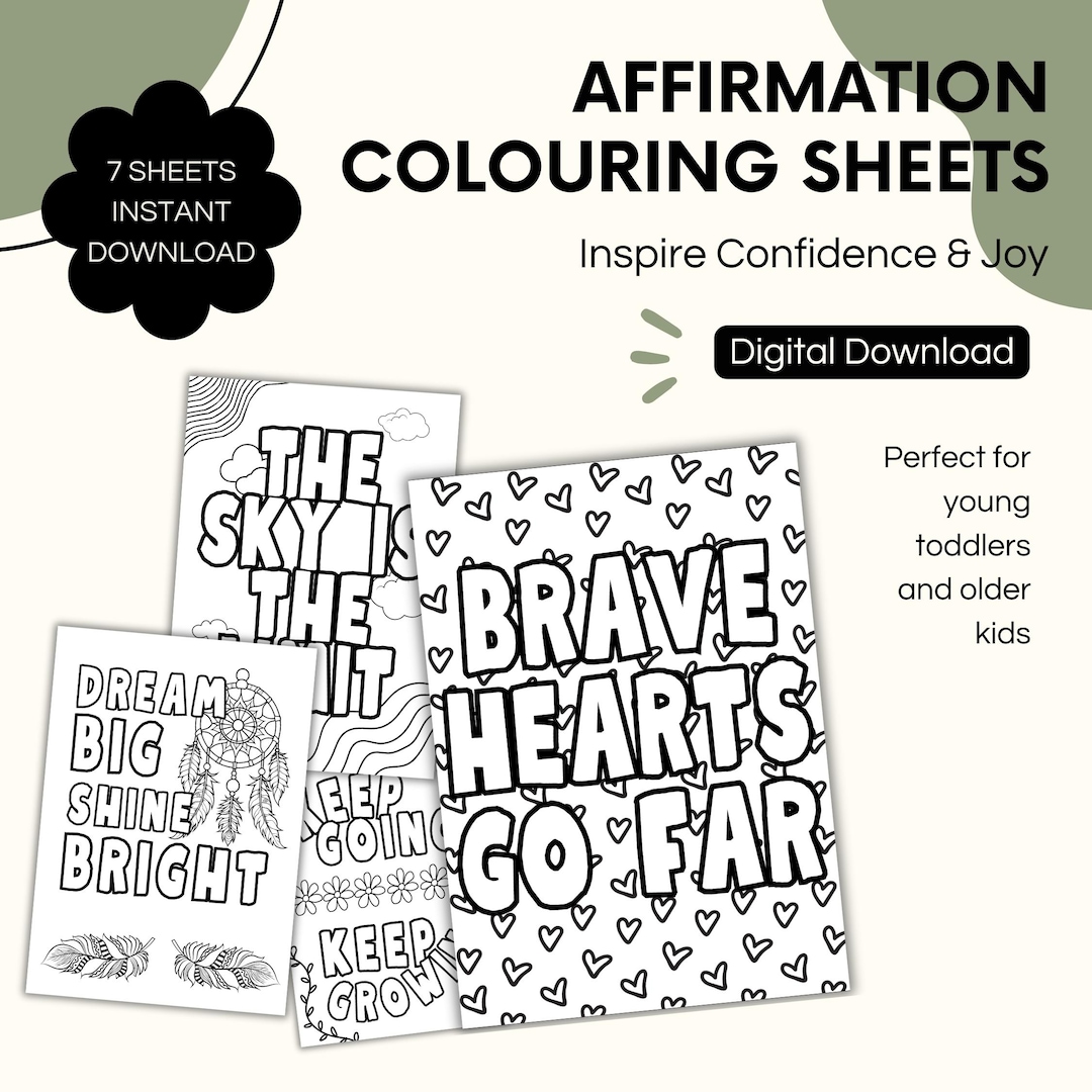 Affirmation Coloring Pages for Kids: Positive Quotes, Half Term ...