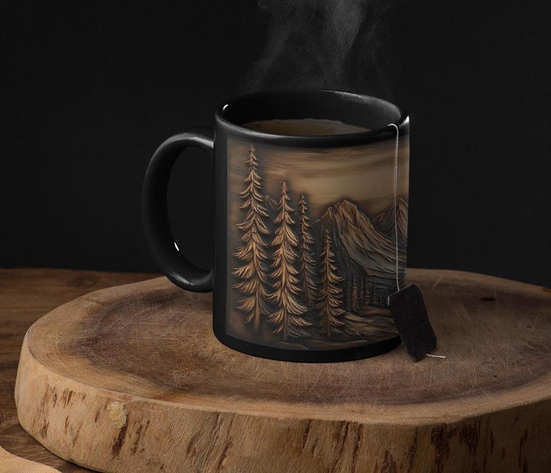 Mountain Landscape Mug - Rustic Coffee Mug for Nature Lovers, Adventure ...