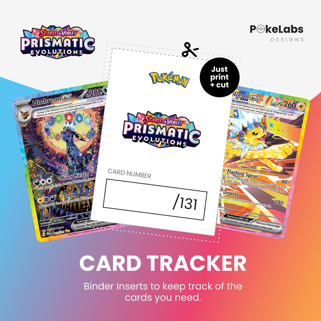 Pokemon Prismatic Evolutions - Card Tracker | Binder Inserts - Etsy