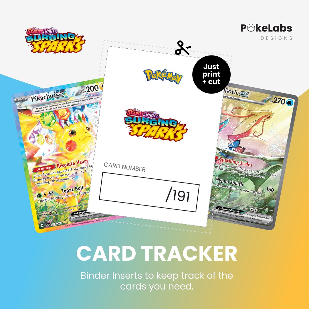 Pokemon Surging Sparks - Card Tracker | Binder Inserts - Etsy