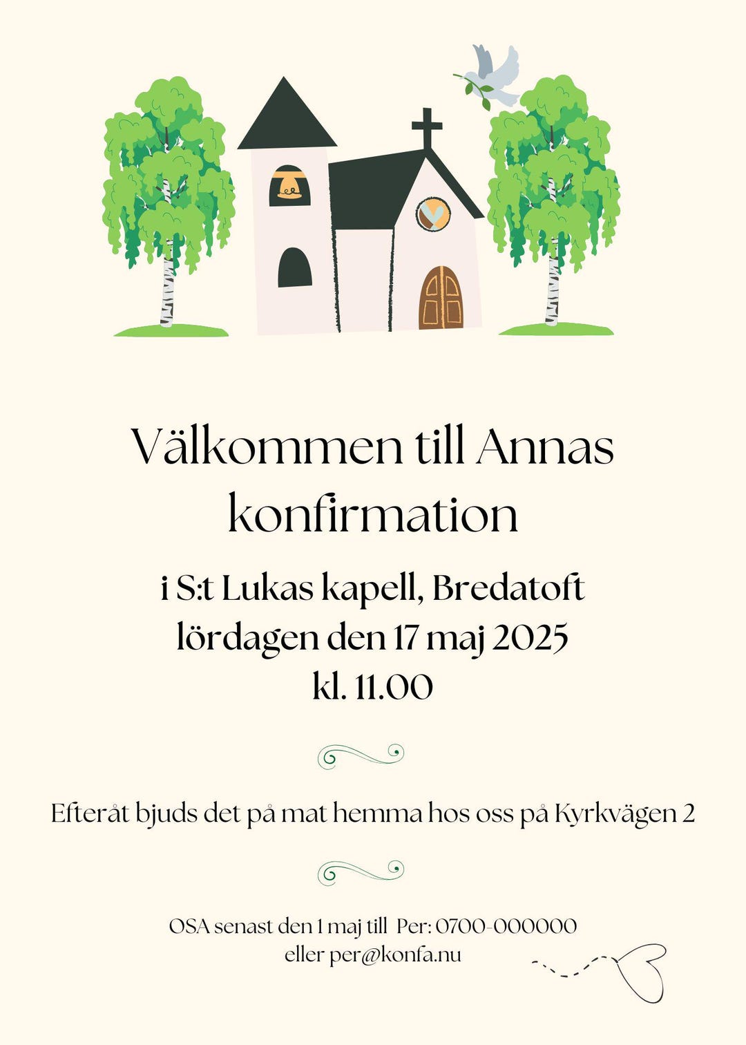 Inbjudan Konfirmation, Redigerbar Mall - Etsy