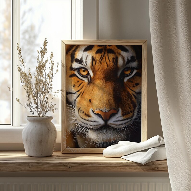 Tiger Face Digital Download | Printable Wall Art, Detailed Animal ...