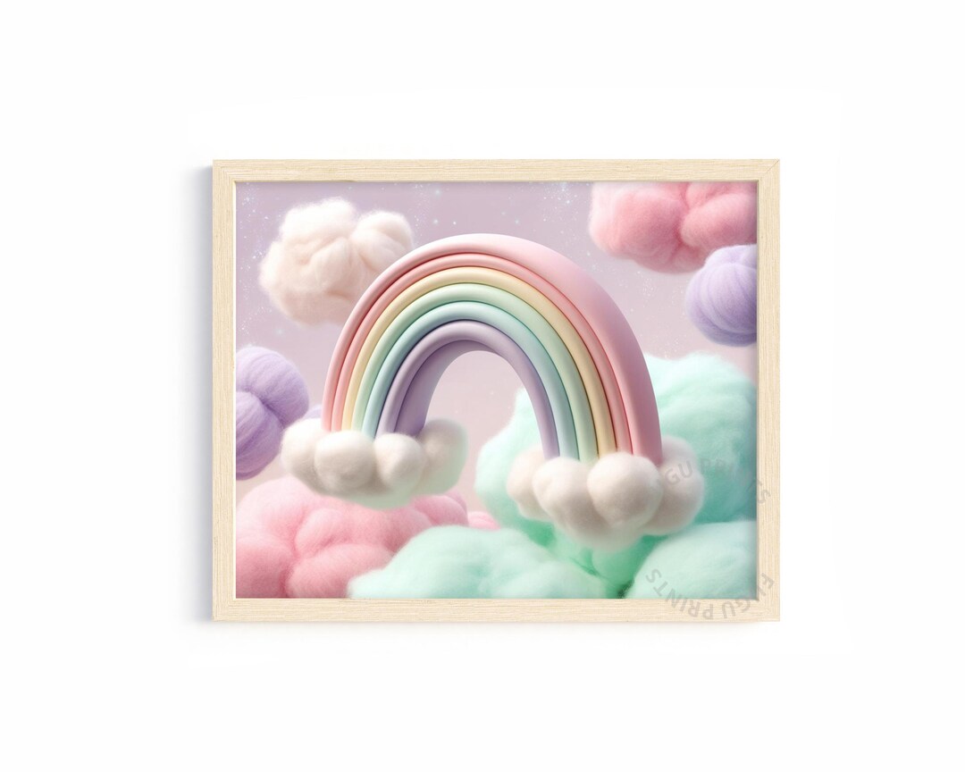 Pastel Rainbow Printable Wall Art - Whimsical Cloud Digital Download ...
