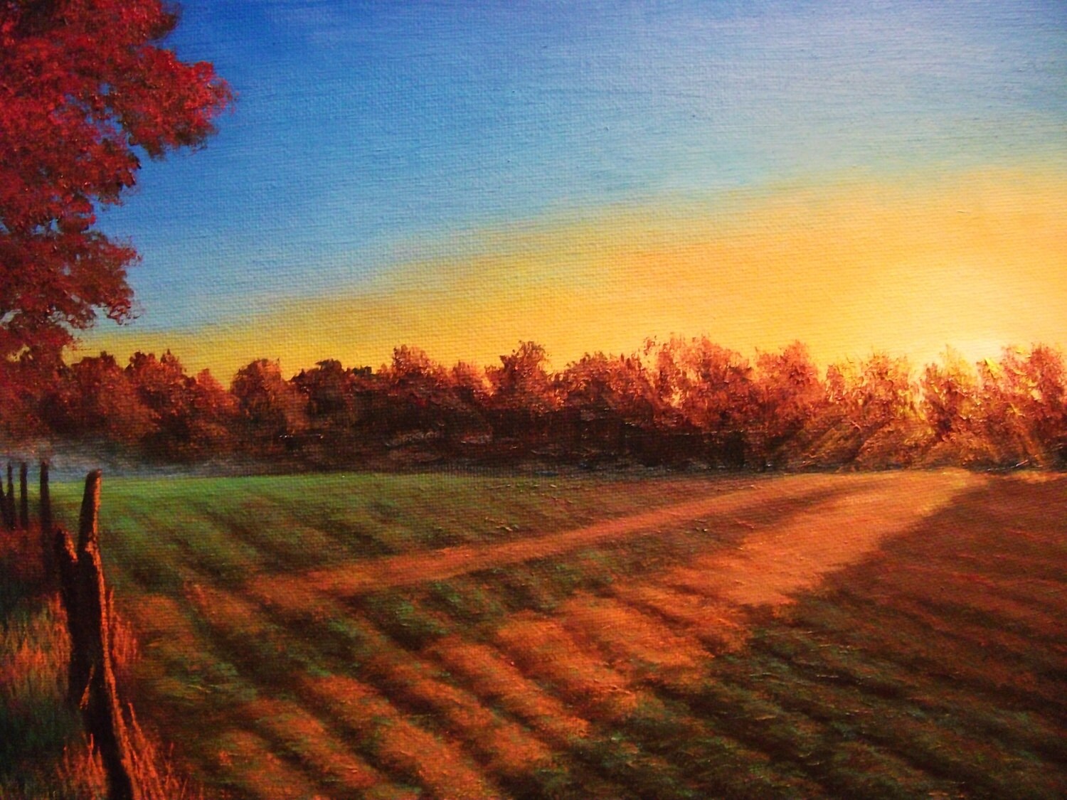 Sunrise, Sunset, Farm, Farmers, Field, Fence, Fall, Autumn, Tree ...