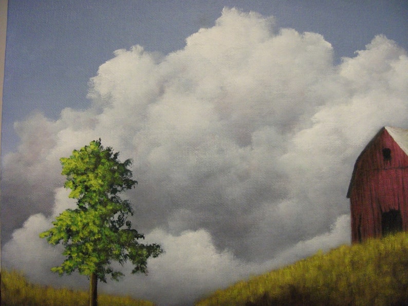 Barn Trees Clouds Field Path Road Farm Summer Spring - Etsy