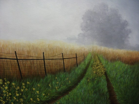 Farm Field Path Road Fence Fog Morning Spring Sunrise | Etsy