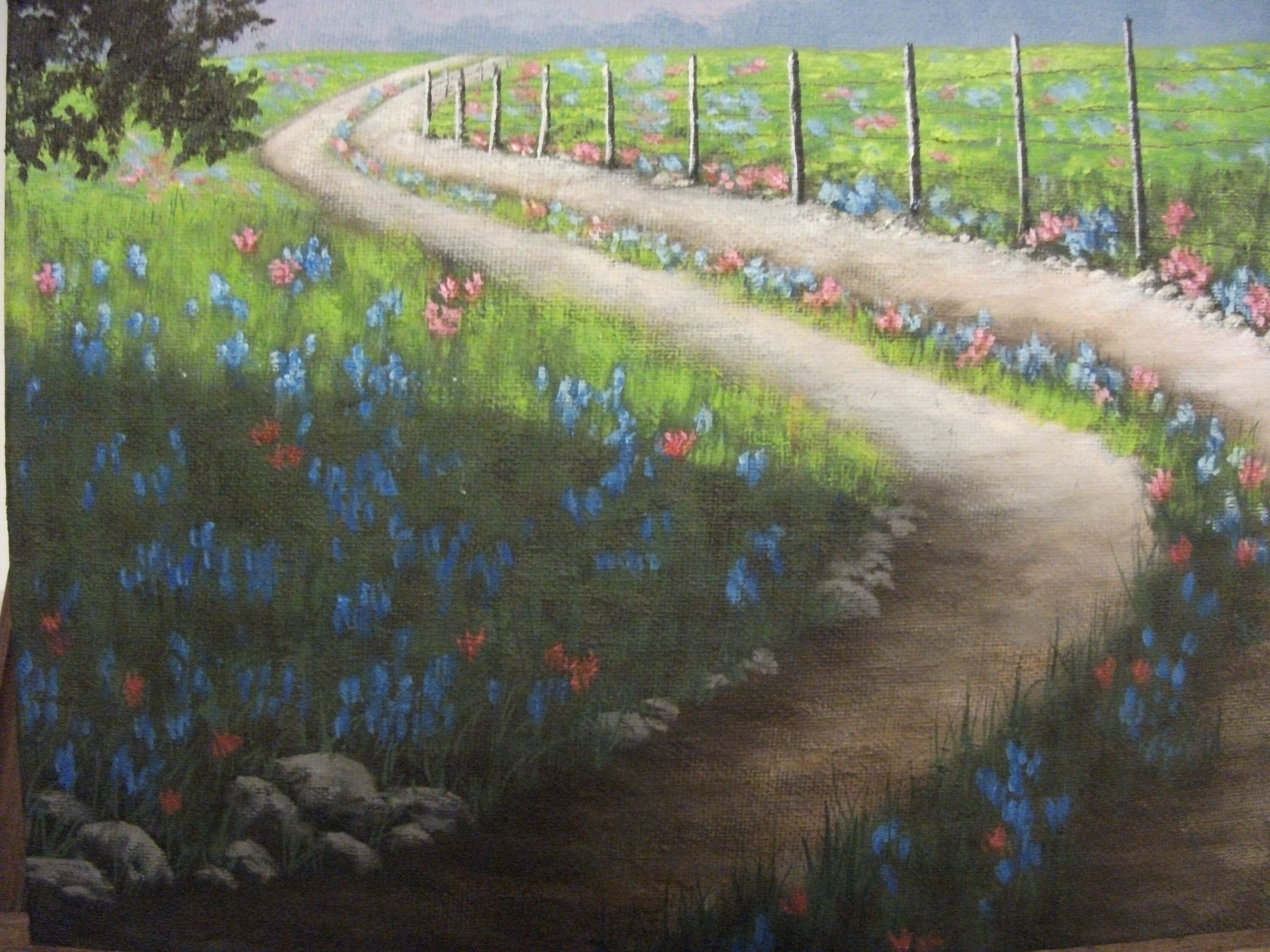 Flowers, Field, Path, Road, Fence, Summer, Spring, Trees, Farm, Country ...