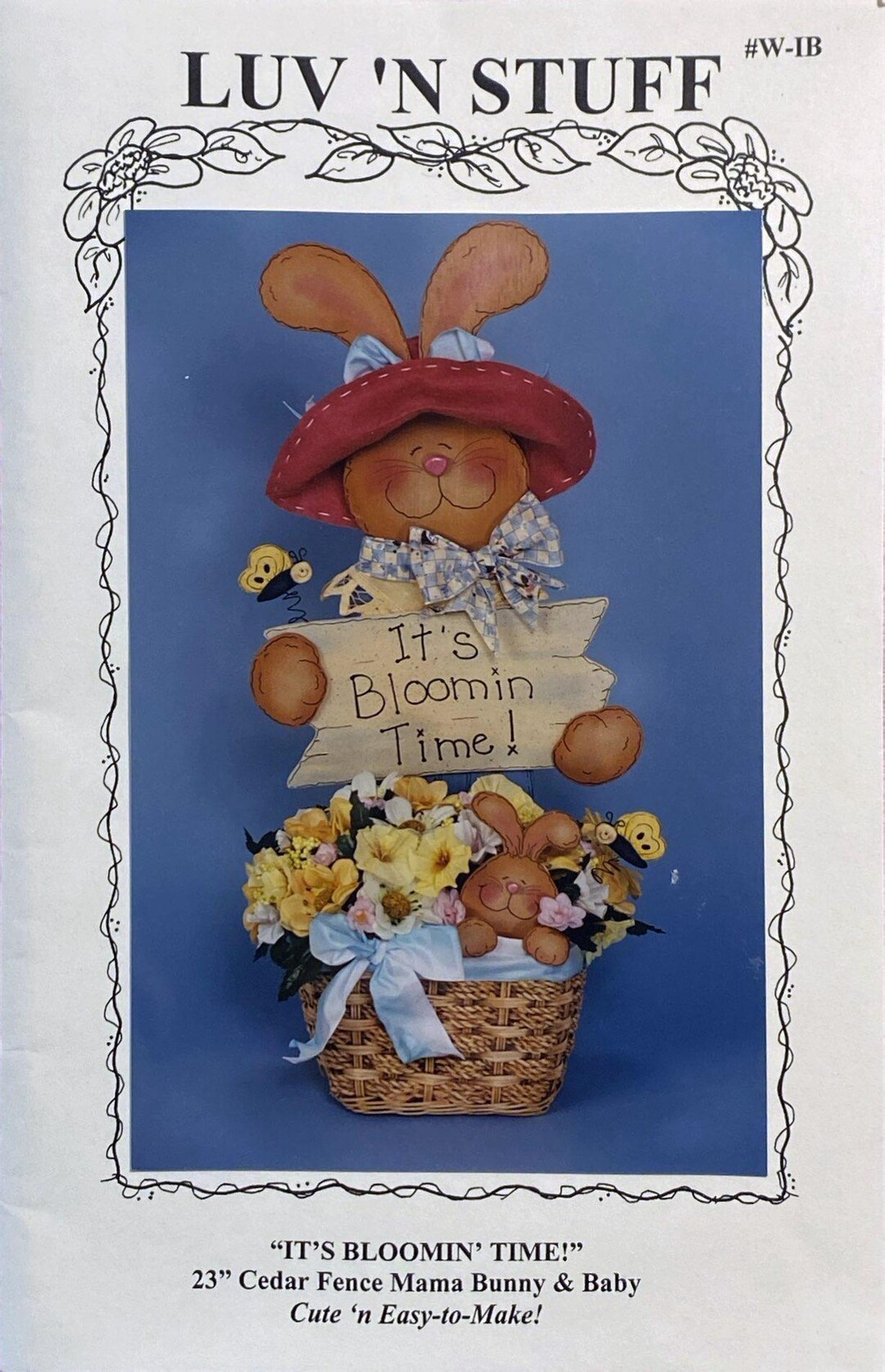 NEW LUV N STUFF "it's Bloomin' Time" 23" Cedar Fence Mama Bunny & Baby ...