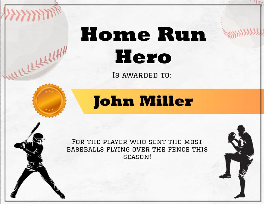 Editable Baseball Award Certificates, Award Ceremony Certificate, End ...