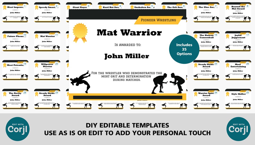 Editable Wrestling Award Certificates, Award Ceremony Certificate, End ...