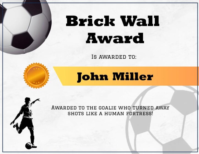 Editable Soccer Award Certificates, Award Ceremony Certificate, End of ...