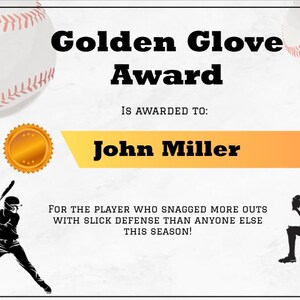 Editable Baseball Award Certificates, Award Ceremony Certificate, End ...