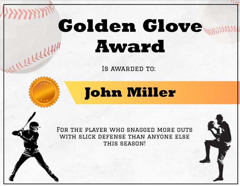 Editable Baseball Award Certificates, Award Ceremony Certificate, End ...