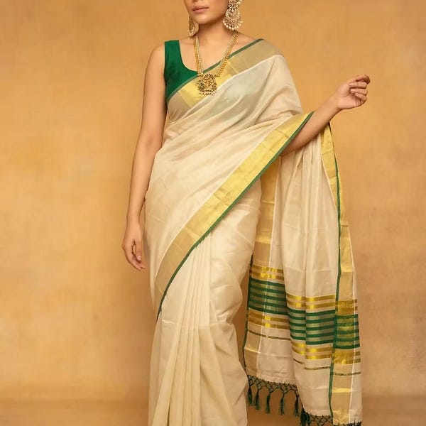 Tissue Kasavu Sarees - Etsy