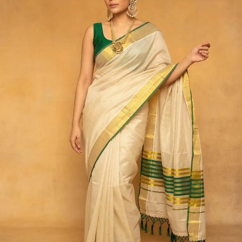 Tissue Onam Sarees - Etsy