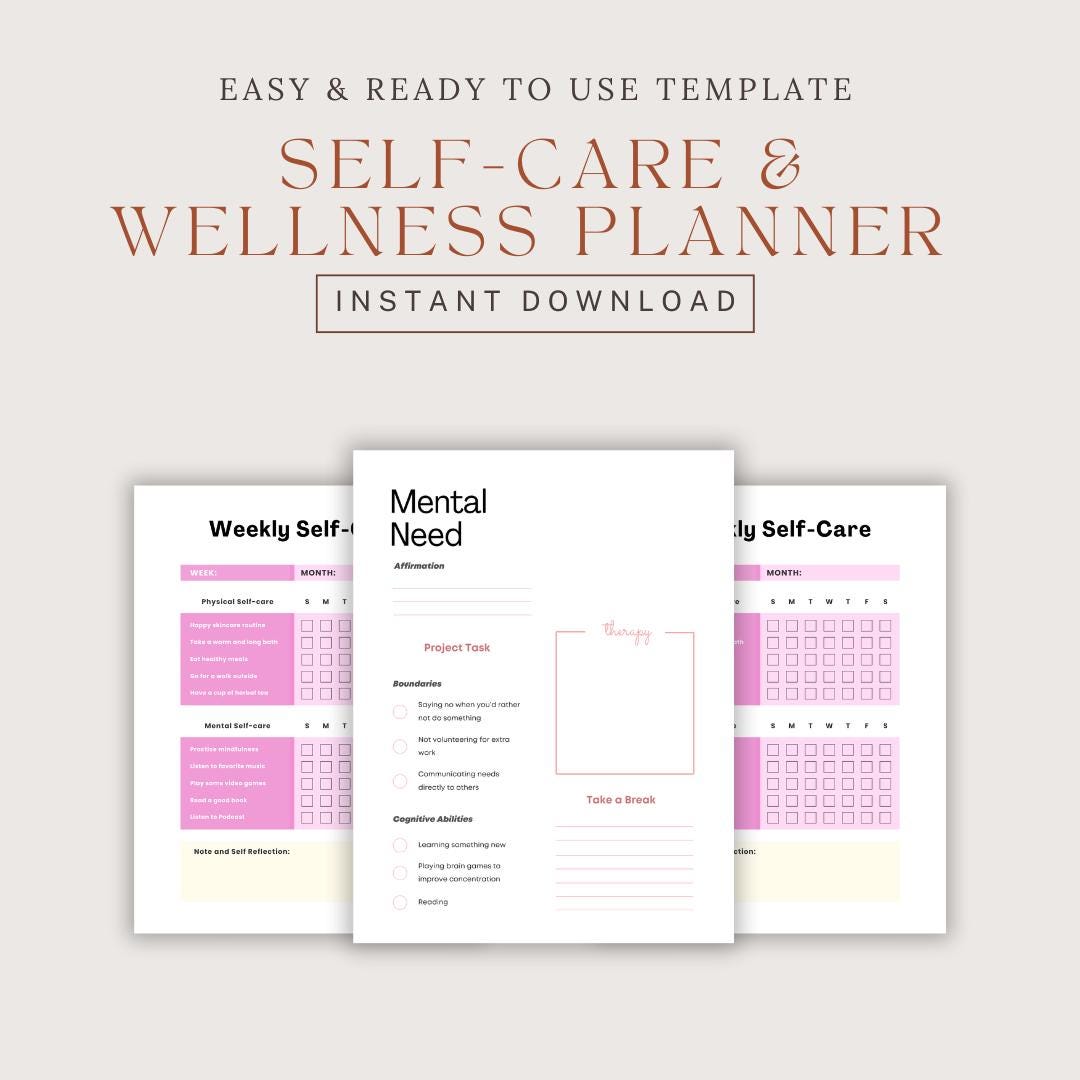 Wellness Printable Self-care & Wellness Planner | Daily Goals ...