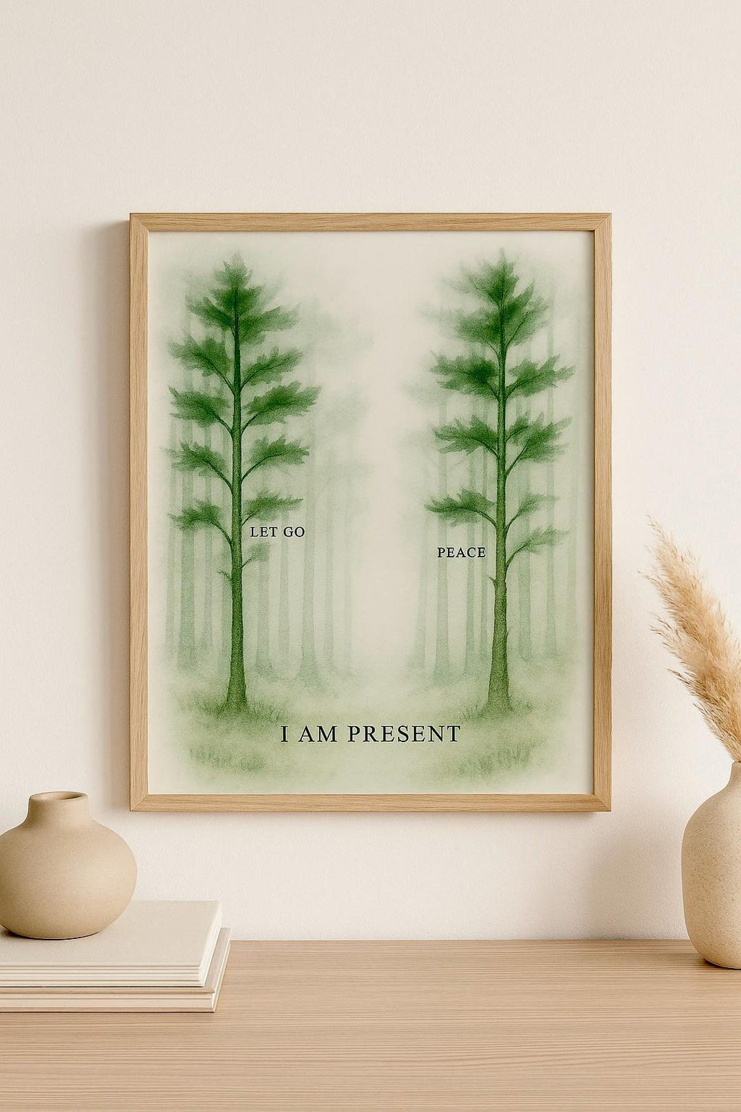 Forest Mindfulness Print – “I Am Present” Nature Quote Art – Let Go ...