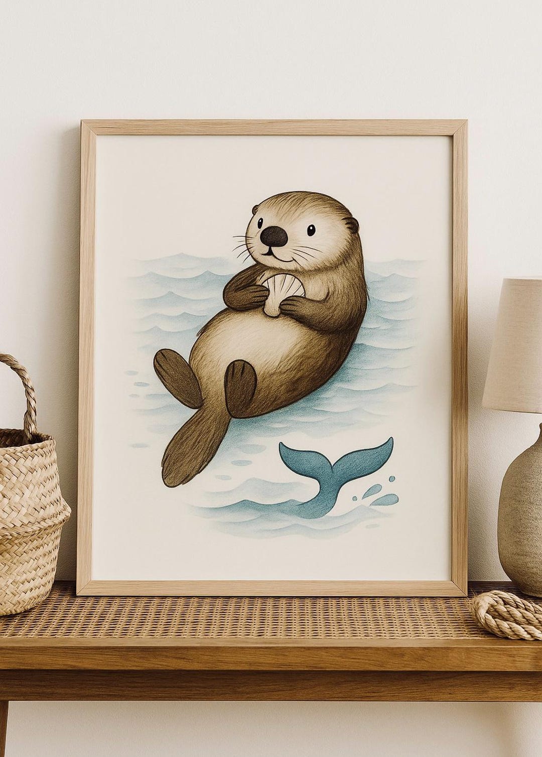 Sea Otter Wall Art Printable – Cute Ocean Animal Nursery Decor ...