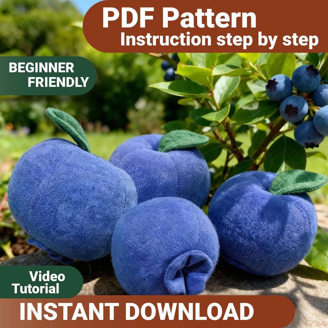 Blueberry Plush Sewing Pattern PDF: Easy Bilberry Mascot - Video ...