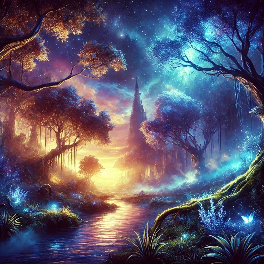 Enchanted Forest and Magic River - Fantasy Digital Art - Instant ...