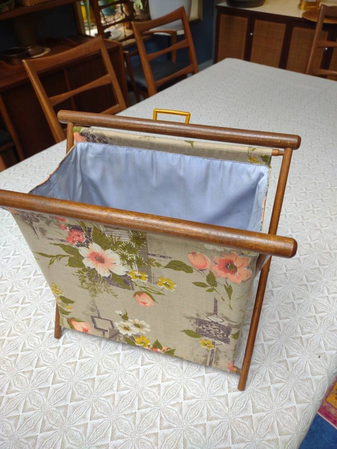 Barkcloth Knitting Sewing Caddy - Etsy