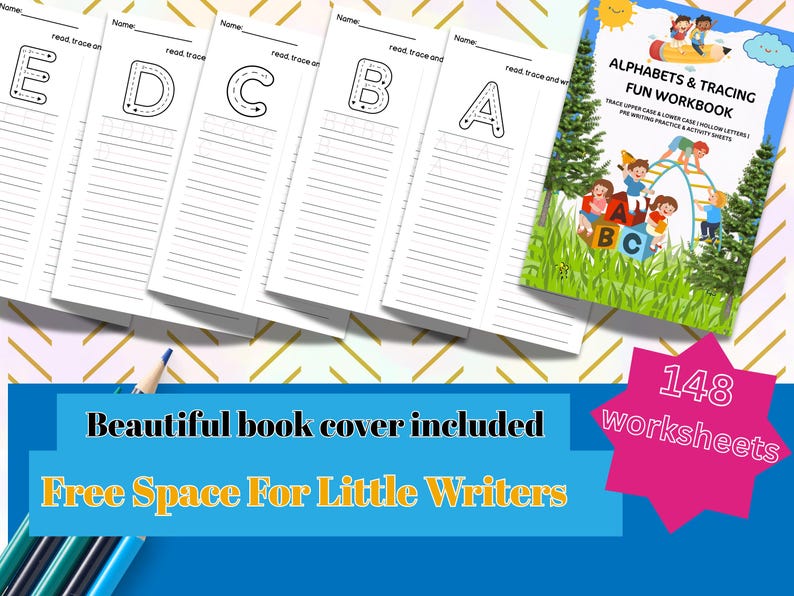 Preschool Tracing Workbook | Alphabet Hollow Letters, Patterns ...