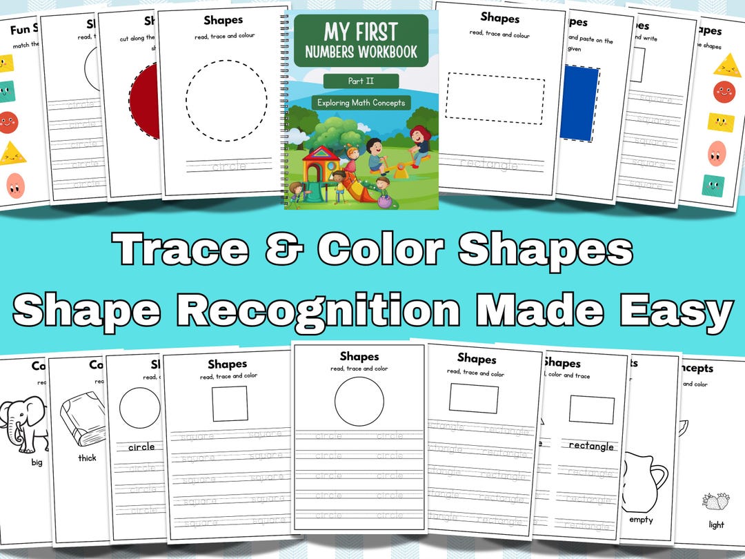 Preschool Math Workbook: Shapes, Addition, Subtraction Practice (PDF ...