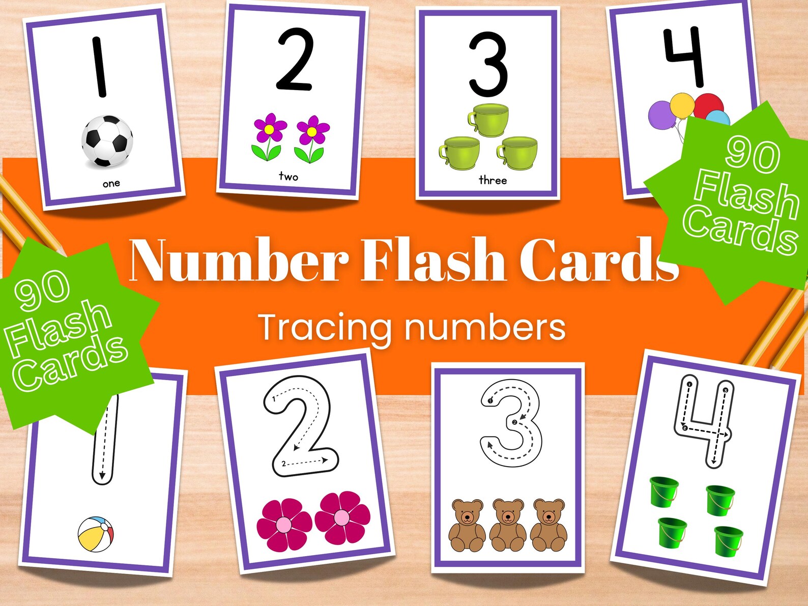 Number Flashcards 1-50: Preschool Counting & Tracing (digital Download ...