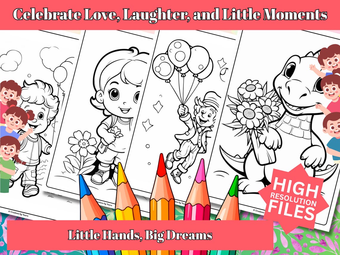 Children’s Day Coloring Worksheets | Coloring Pages | Cut & Paste ...