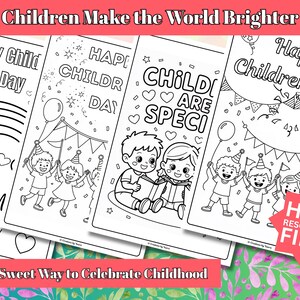 Children’s Day Coloring Worksheets | Coloring Pages | Cut & Paste ...