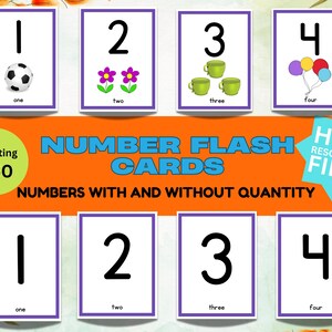 Number Flashcards 1-50: Preschool Counting & Tracing (digital Download ...
