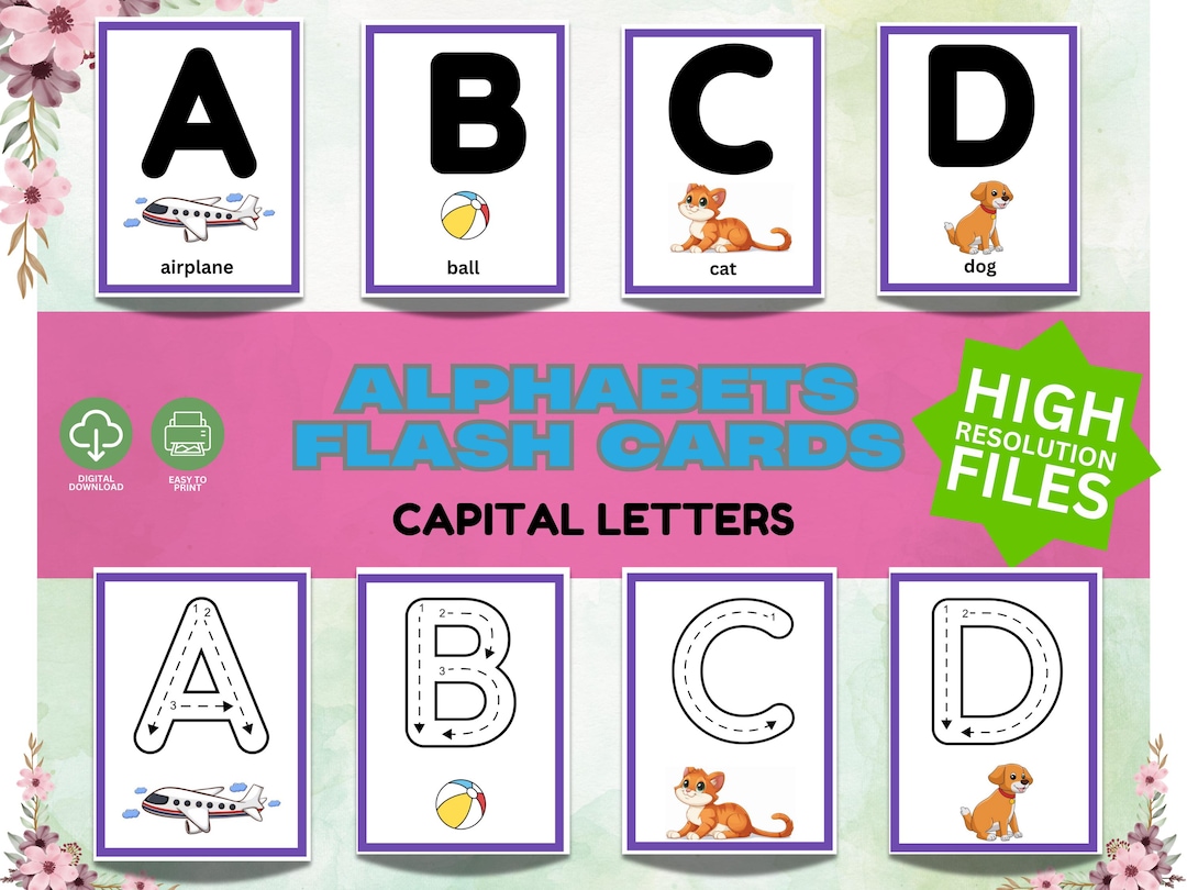 A-Z Flash Cards Capital & Small Tracing Letters Handwriting Practice ...