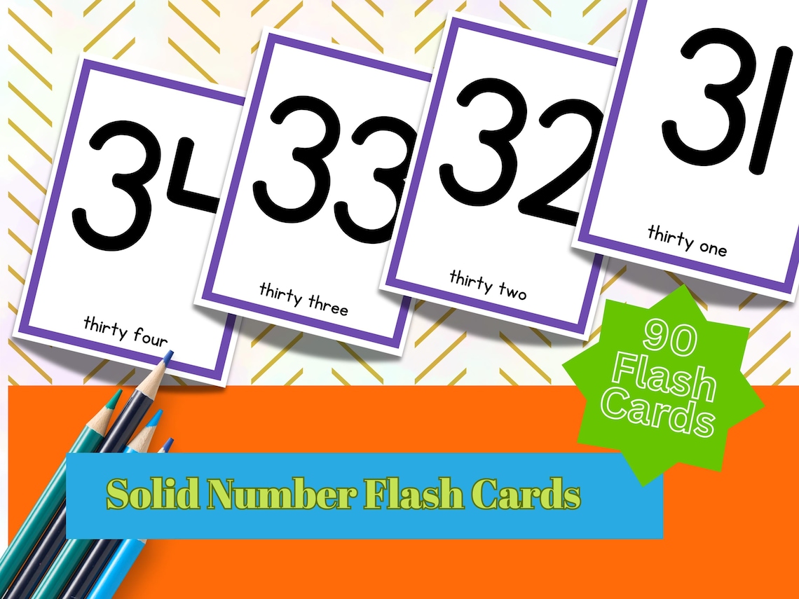 Number Flashcards 1-50: Preschool Counting & Tracing (digital Download ...